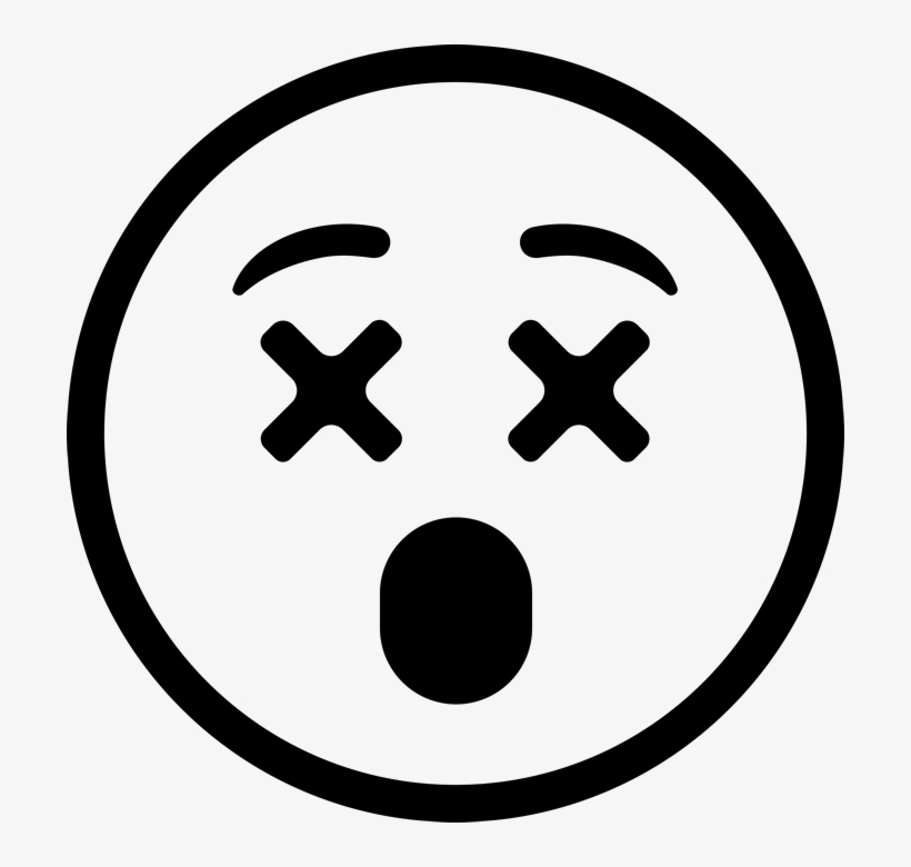 Dizzy Emoji Rubber Stamp - Dizzy Emoji Black And White PNG Image ...