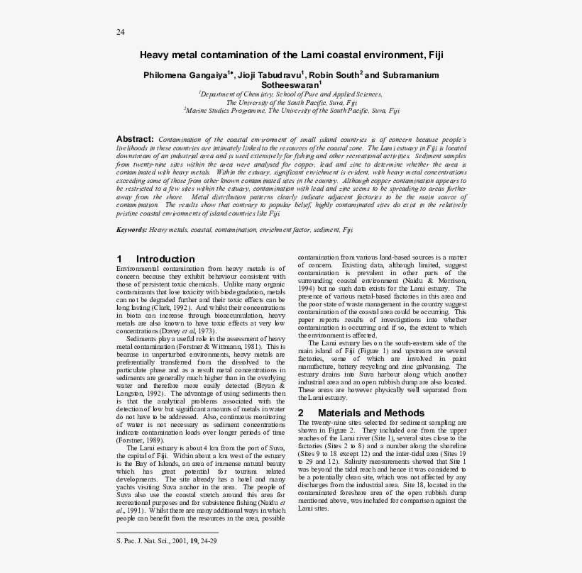 Download Heavy Metal Contamination Of The Lami Coastal Environment ...