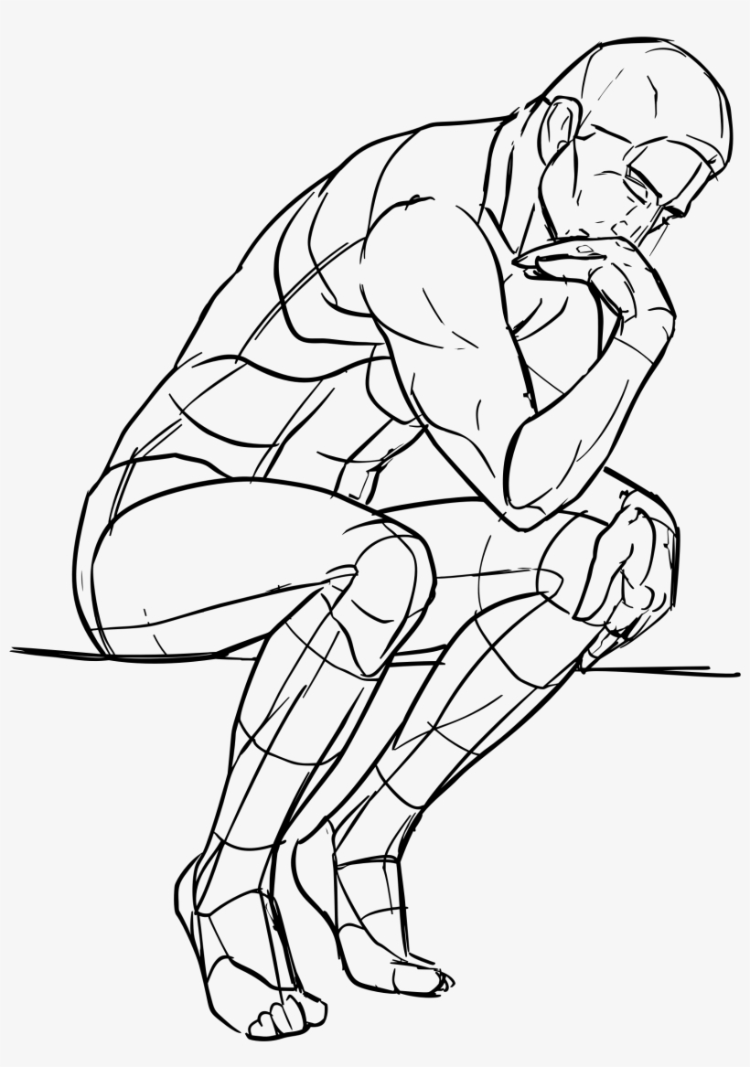 Big Image - Thinker Line Drawing PNG Image | Transparent PNG Free ...