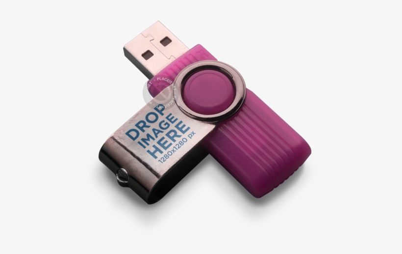 Purple Usb Flash Drive Mockup Lying On A Transparent - Usb Png Mockup ...
