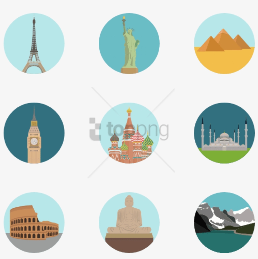 Free Png World Monuments 25 Icons - Circle PNG Image | Transparent PNG ...