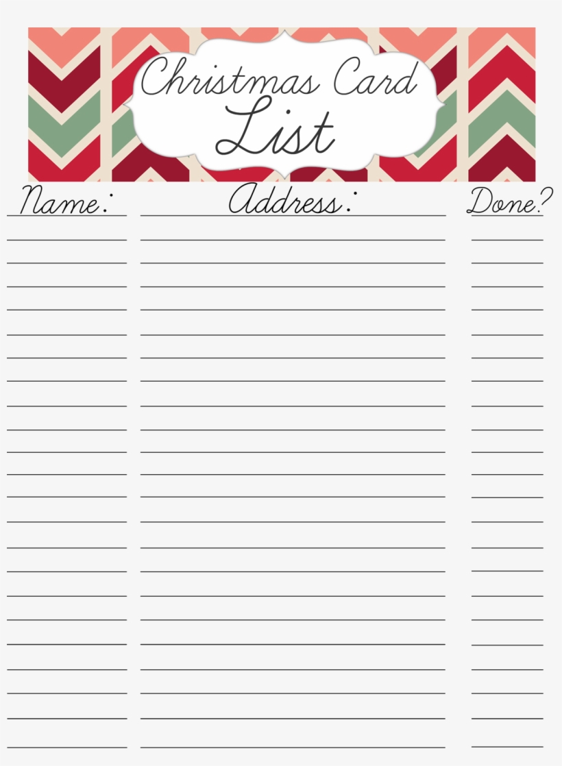 Printable Christmas Card Address List With Template Christmas Card 