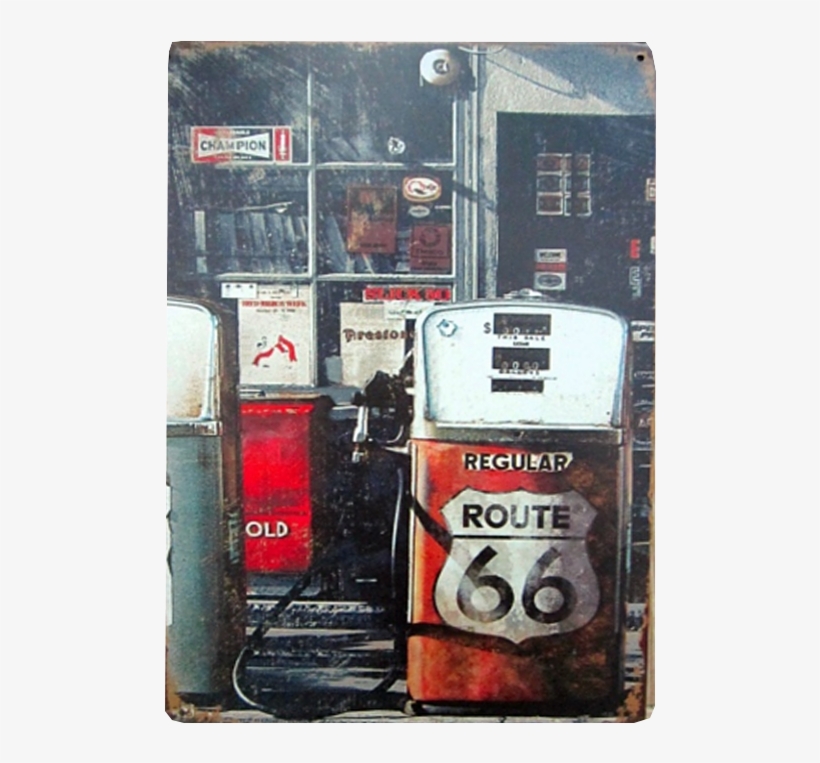 Vintage Sign Route 66 Gas - Vintage Route 66 Poster PNG Image ...