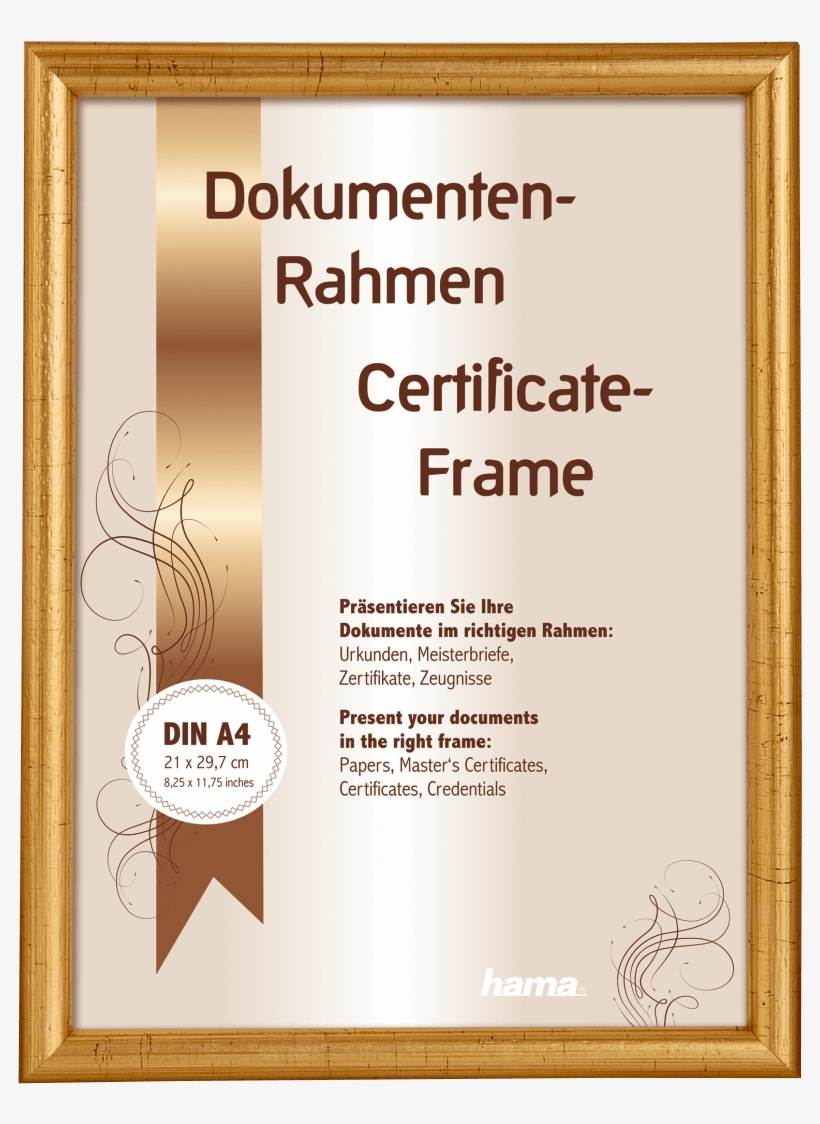 00064712 Hama Oregon Wooden Frame Gold 21 X 29 7 Cm - Png Hd ...