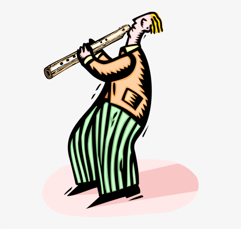 Vector Illustration Of Musician Flutist Plays Flute - Illustration PNG ...