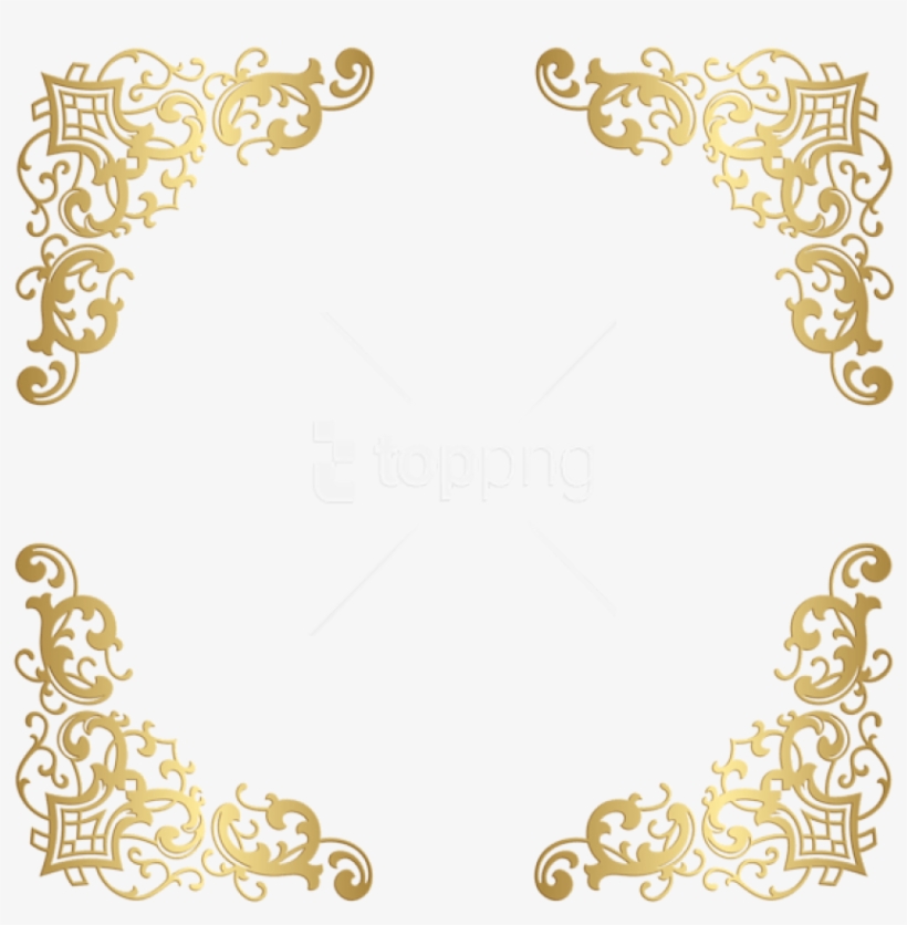 Free Png Download Gold Decorative Corners Transparent - Gold Border No ...
