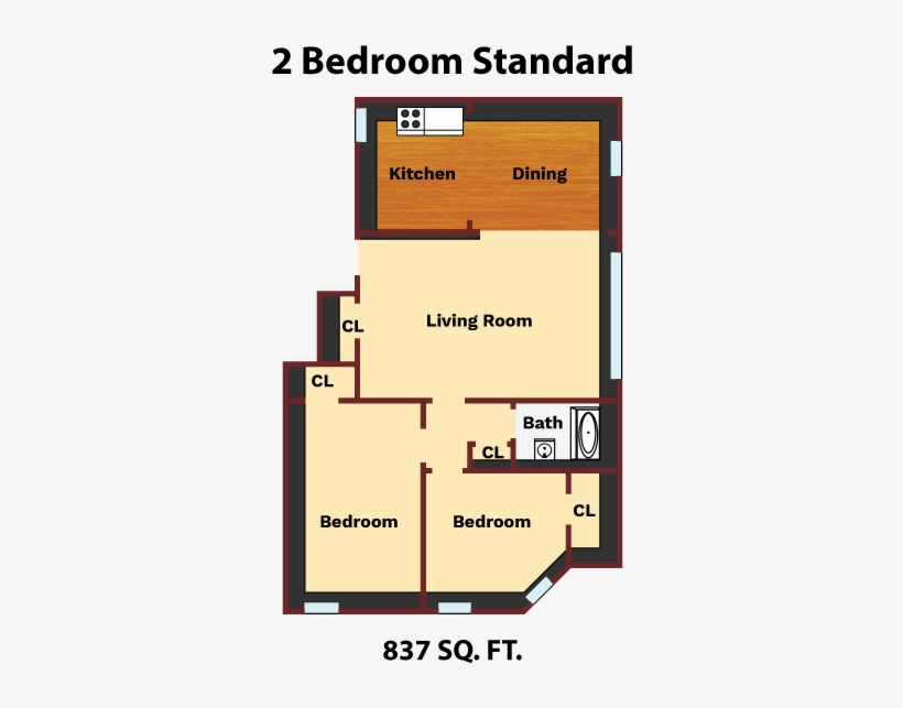 2 Bedroom Standard Layout - Standard Room Layout PNG Image ...