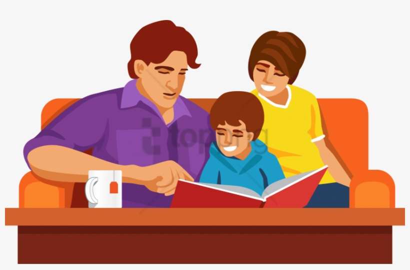 Free Png Download Family Reading Together Cartoon Png - Family Reading ...