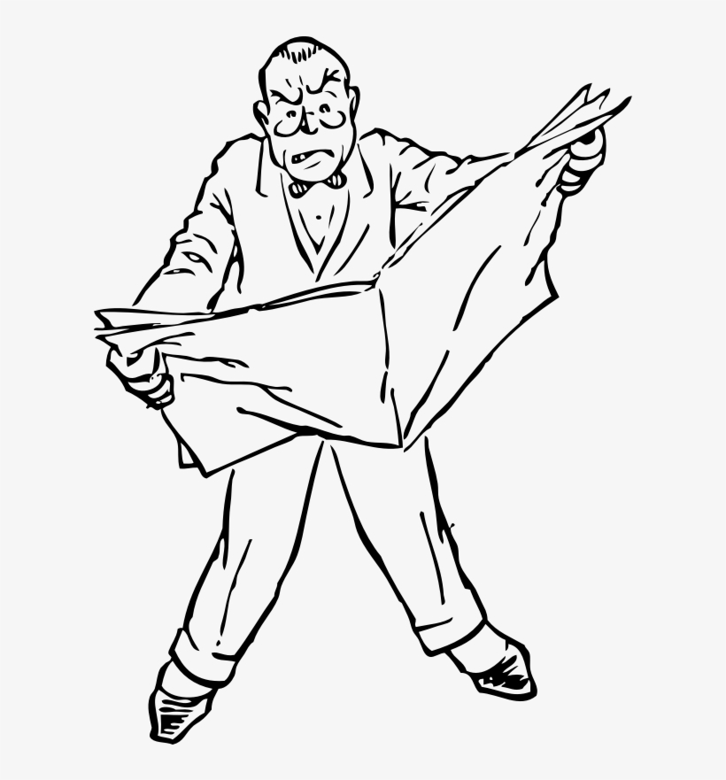 Angry At The News - Men Reading The Newspaper Drawing PNG Image ...