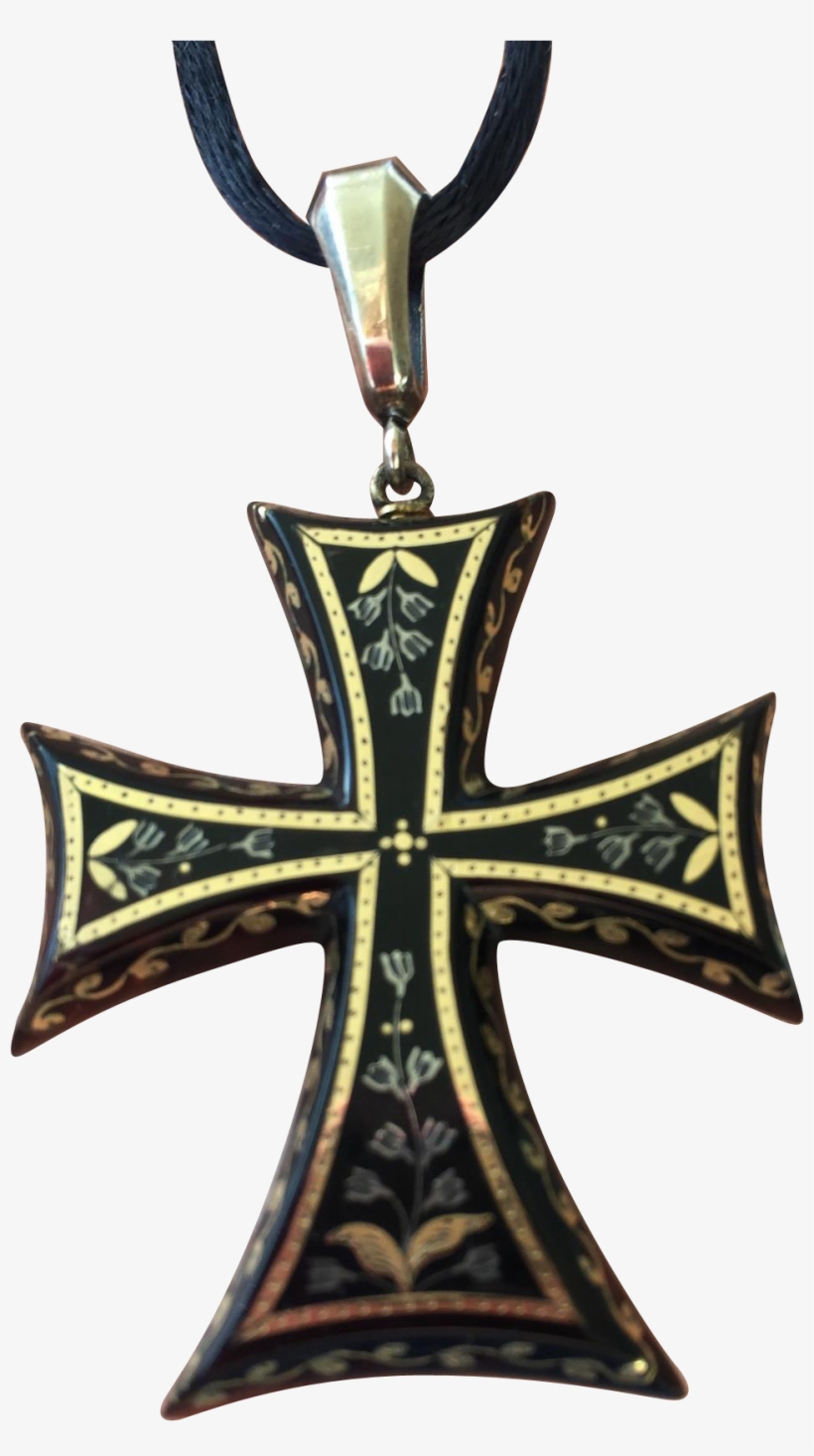 Victorian Gold And Silver Inlaid Pique Crusader Cross - Locket PNG ...