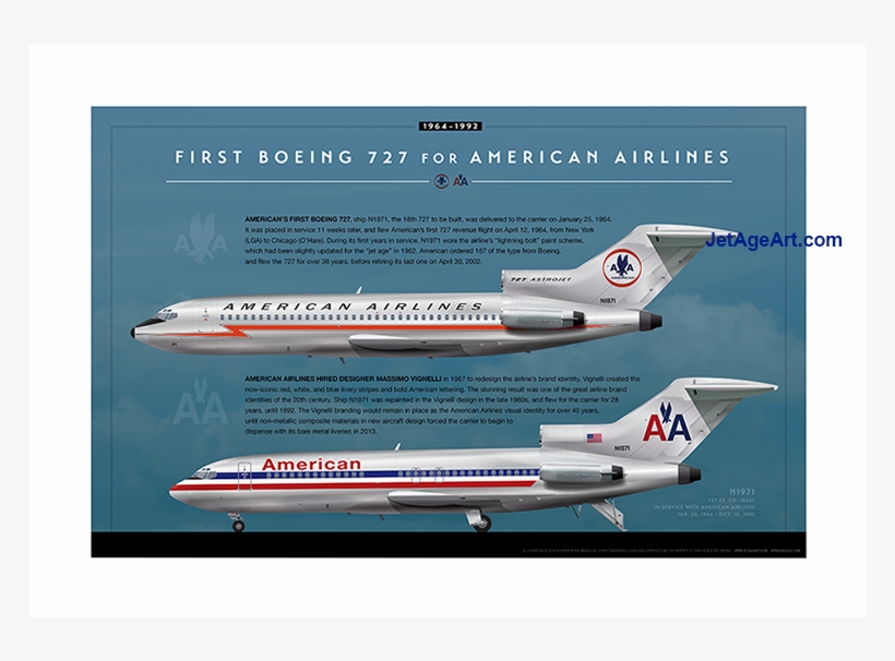 American Airlines Boeing 727 Poster - American Airlines 727 Paint ...
