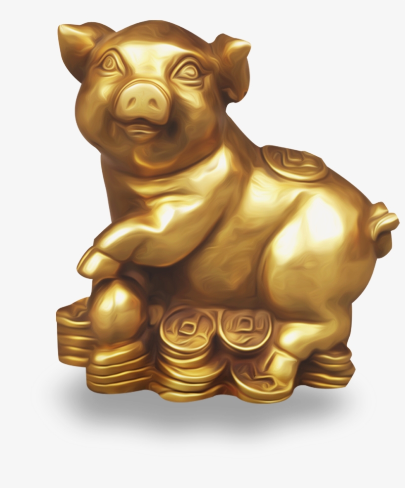 Gold Pig Hand Drawn Pattern Decorative Creative Png - Design PNG Image ...