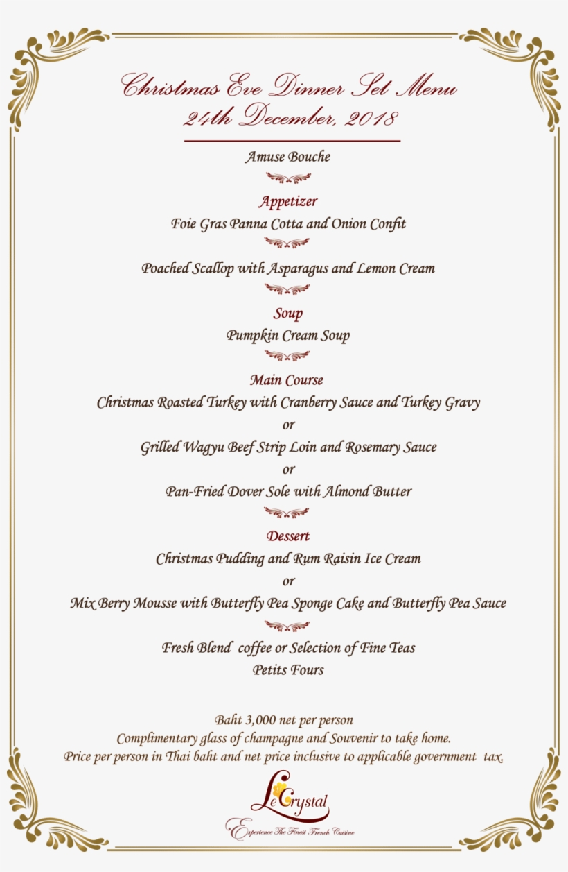 Christmas Eve Set Menu - New Years Eve Set Menu PNG Image | Transparent ...