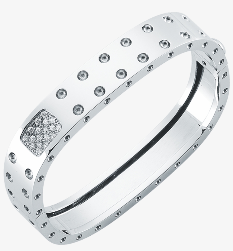 2 Row Square Bangle With Diamonds 18k White Gold, S - Platinum PNG ...