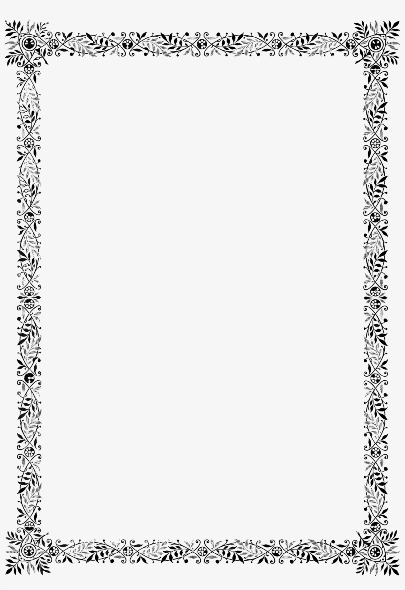 Big Image - Holly Page Border Black And White PNG Image | Transparent ...