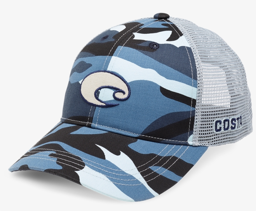 Costa Del Mar Camo Logo Trucker In Blue, Angle - Costa Hats PNG Image ...
