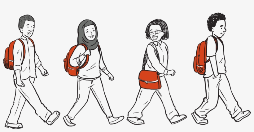 10 Students Walking To School - Students Walking To School PNG Image ...