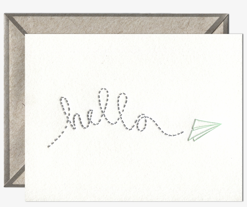 Hello Paper Plane Letterpress Greeting Card - Love Ambigram PNG Image ...