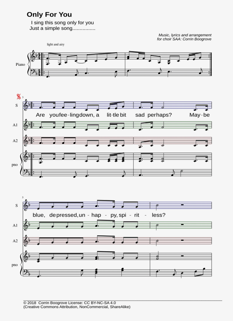 Only For You - Sheet Music PNG Image | Transparent PNG Free Download on ...