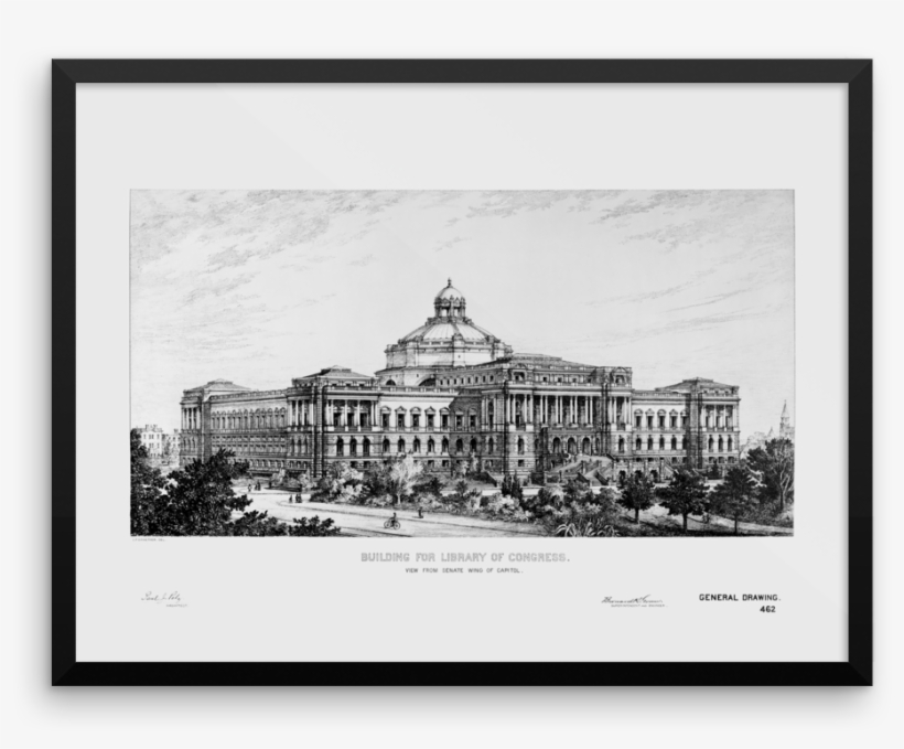 Library Of Congress Architectural Drawing Framed - Courthouse PNG Image ...