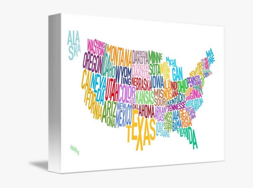 "united States Text Map" By Michael Tompsett, - Many States In The Usa ...