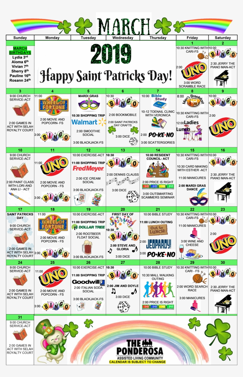 March Activities Calendar - Walking PNG Image | Transparent PNG Free ...