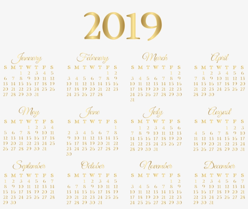2019 Calendar Gold Transparent Png Image PNG Image | Transparent PNG ...