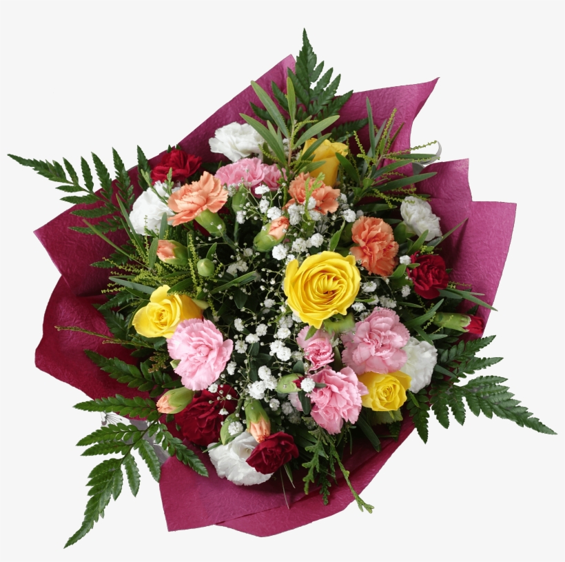 Yellow Rose Pink Red Carnation Gyp Bouquet - Bouquet PNG Image ...