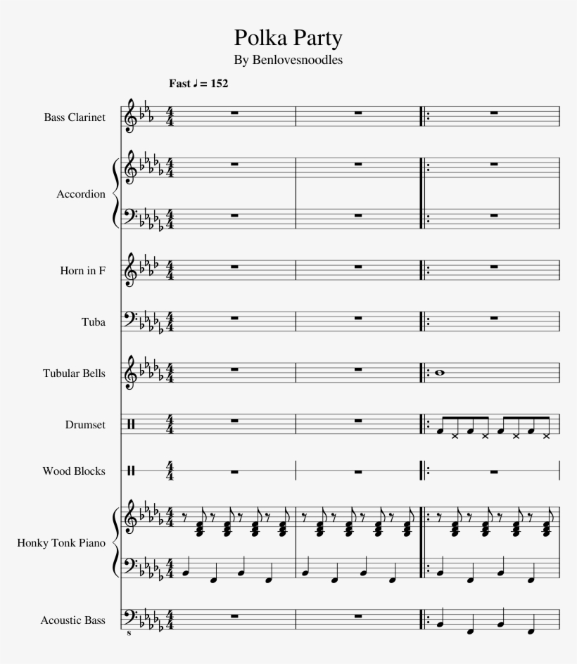 Polka Party Sheet Music 1 Of 12 Pages - 주품 에 품 으소서 악보 PNG Image ...