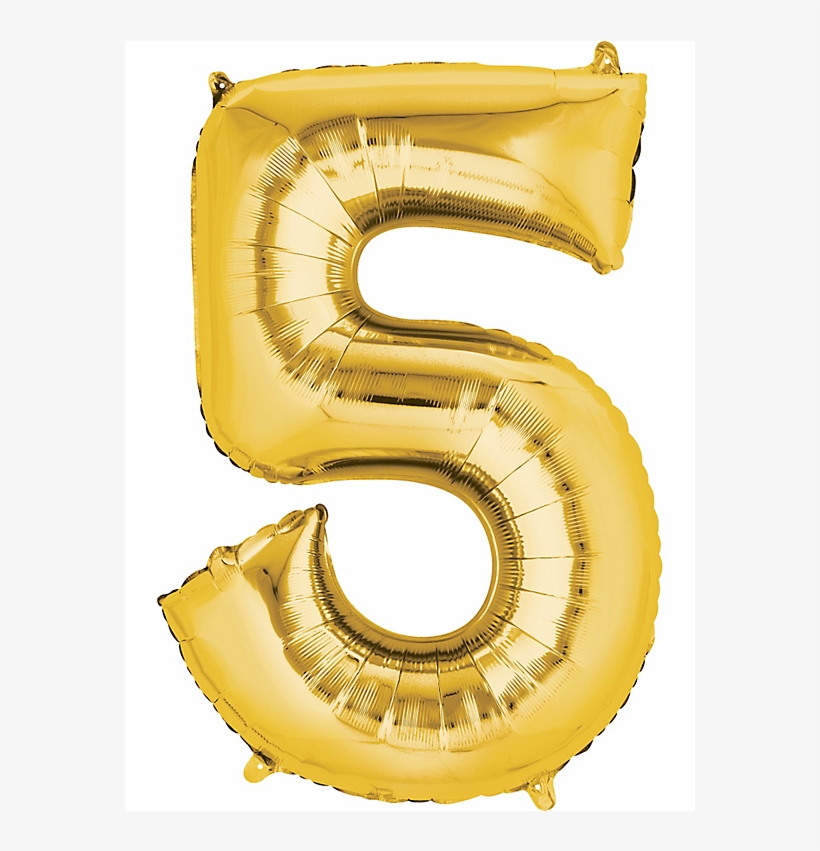 34inch Gold Number Balloons - Number 5 Balloon PNG Image | Transparent ...