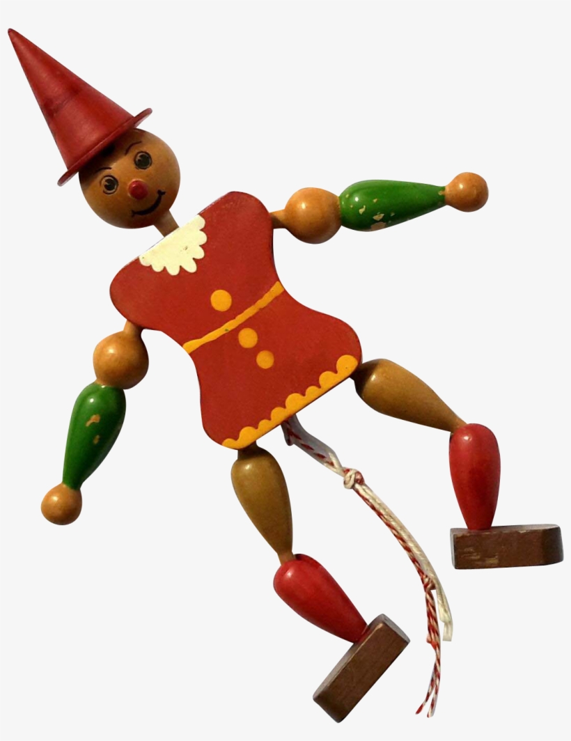 Vintage Wooden Pinocchio String Puppet Toy - Cartoon PNG Image ...