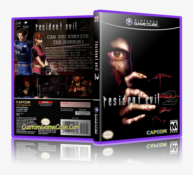 Resident Evil 2 Custom Game Case - Resident Evil 2 Gamecube PNG Image ...