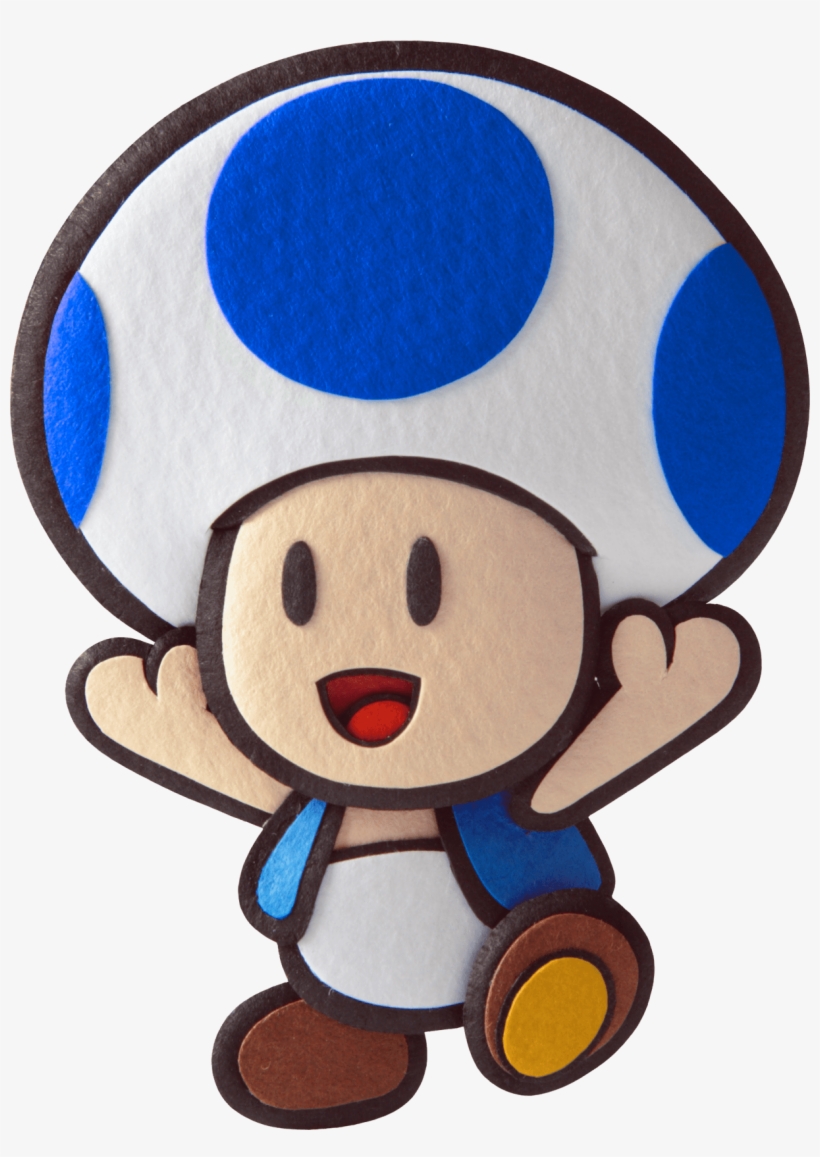 Drawn Toad Mario Character - Paper Mario Blue Toad PNG Image ...