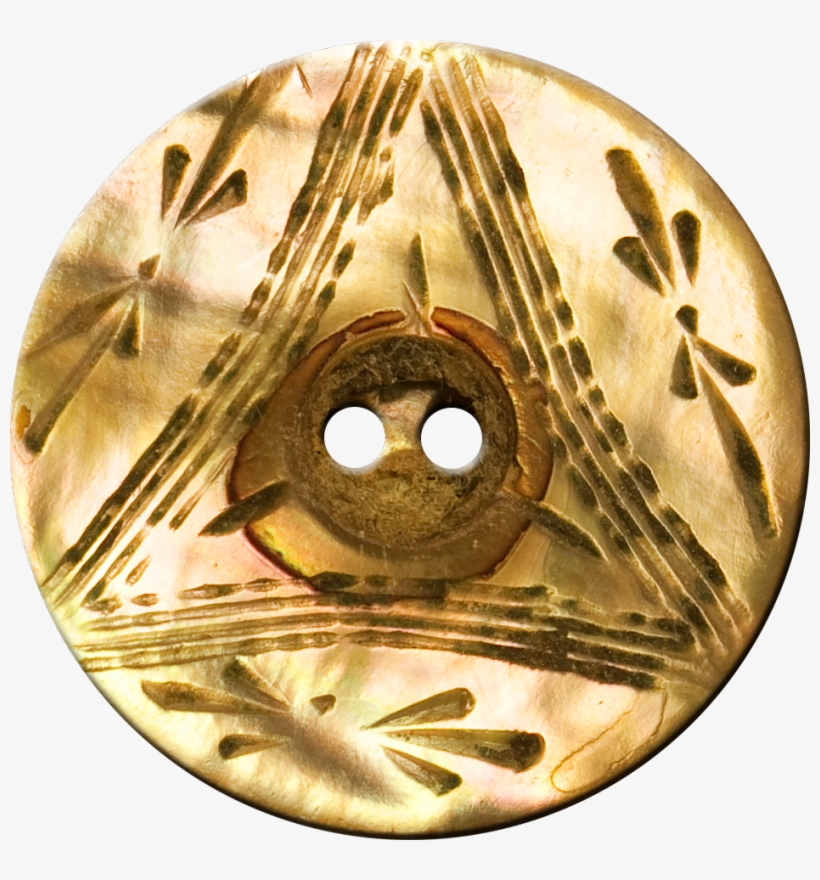 Button With Triangle And Floral Design, Old Gold PNG Image ...