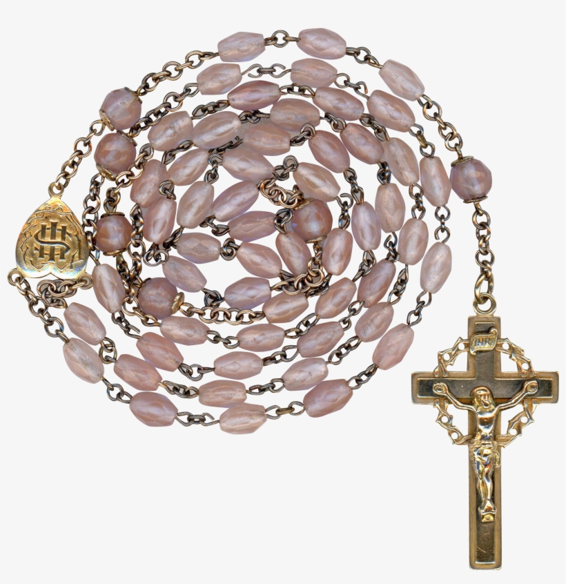 Graceful Saphiret & Gilded Brass Rosary Jesuit Monogram - Christian ...