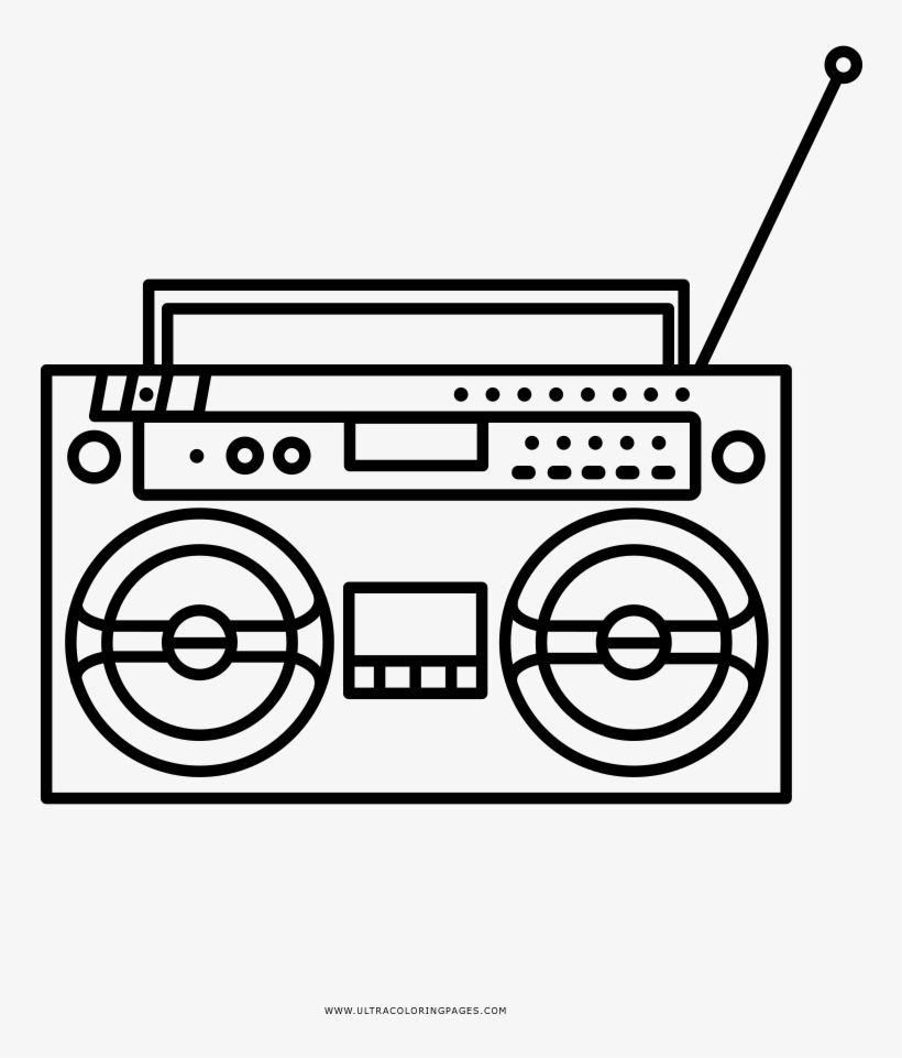 Boombox Coloring Page - Line Art PNG Image | Transparent PNG Free ...