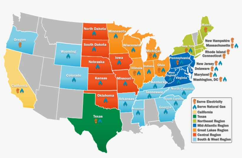 Map Of Where Constellation Offers Commercial Energy - United States Map ...