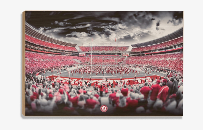 Alabama Crimson Tide Bryant-denny™ Monochrome Wood - Stadium PNG Image ...