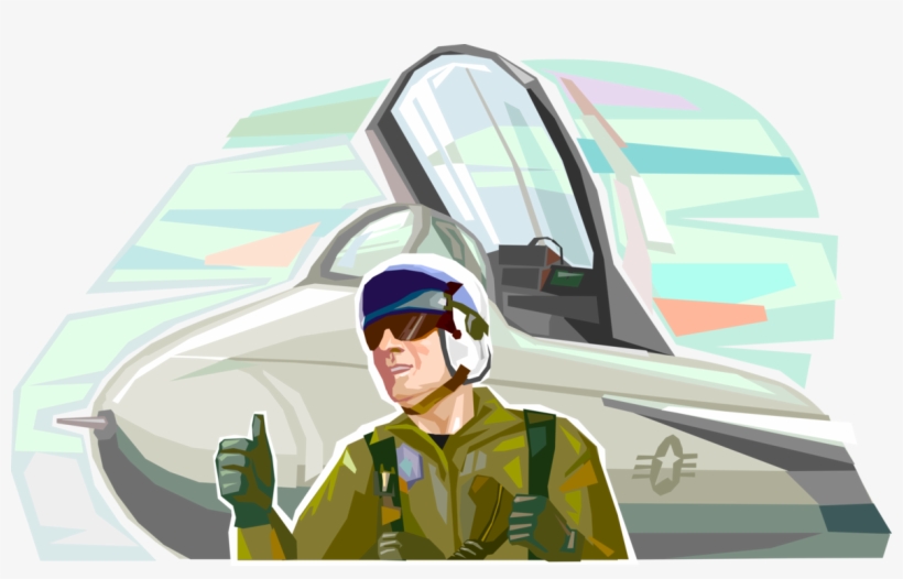 Vector Illustration Of Air Force Pilot With Fighter - Fighter Aircraft ...