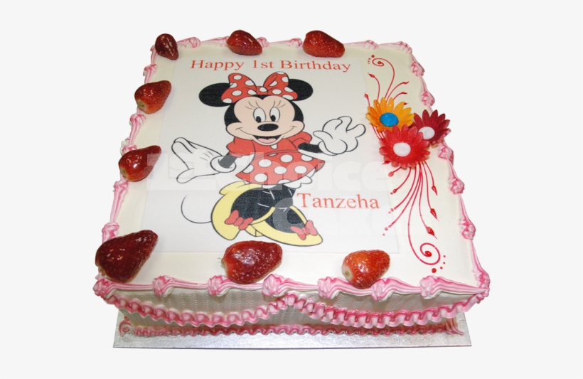 Pink Minnie Mouse Cake - Square Minnie Mouse Cake PNG Image ...