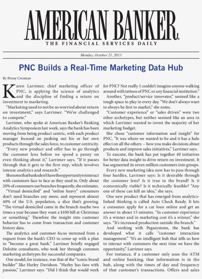 Pnc Builds A Real-time Marketing Data Hub - American Banker PNG Image ...