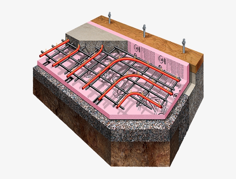 Below-grade Under Slab With Radiant Heating Foamular® - Wood PNG Image ...