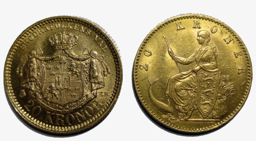 Two 20kr Gold Coins - Scandinavian Monetary Union PNG Image ...