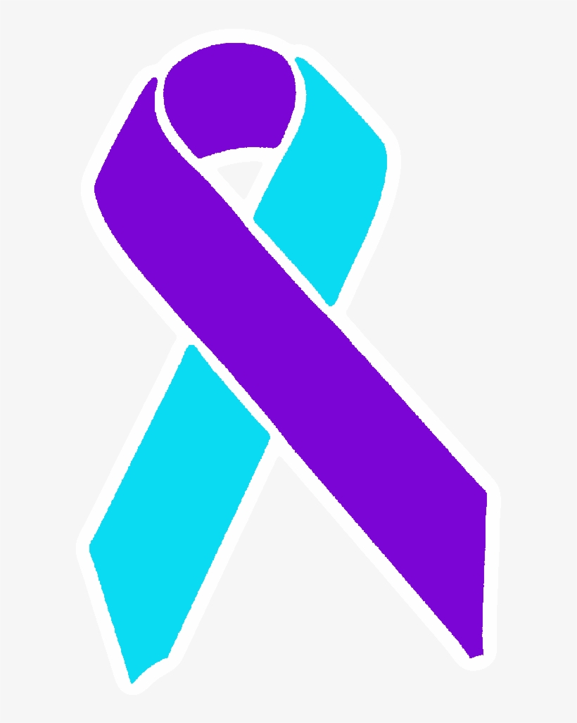 Purple & Light Blue Awareness Ribbon Sticker - Blue And Purple Ribbon ...