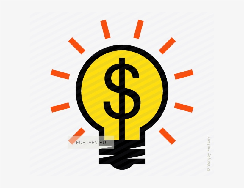Vector Icon Of Shining Light Bulb With Dollar Sign - Light Bulb With ...
