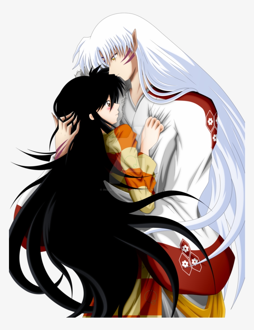 Rin And Sesshomaru's Hug From Inuyasha - Cartoon PNG Image ...