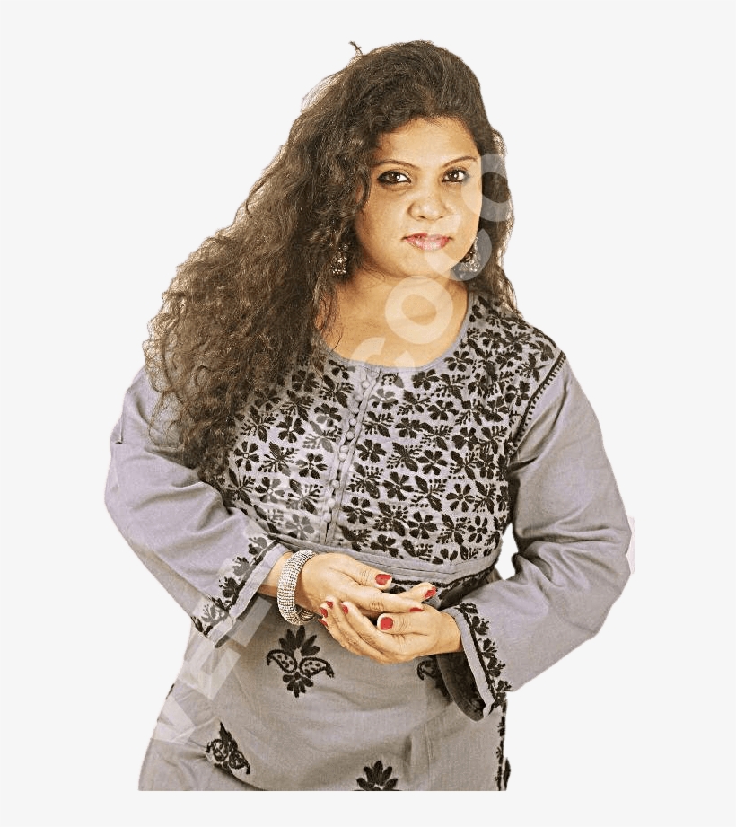 Lucknowi Regular Wear Yoke Kurti- Grey & Black - Photo Shoot PNG Image ...