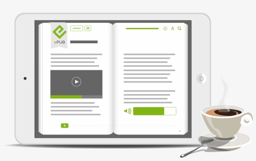 A Tablet Which Shows An Epub Book, Near A Cop Of Hot - Epub3 Fixed ...