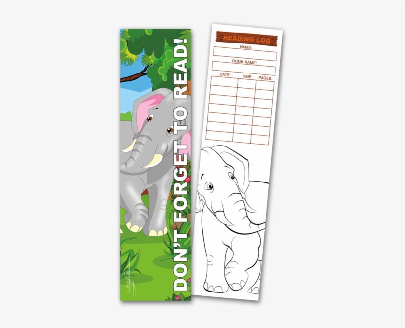 30 Elephant 'don't Forget To Read' Coloring Bookmarks - Cartoon PNG ...