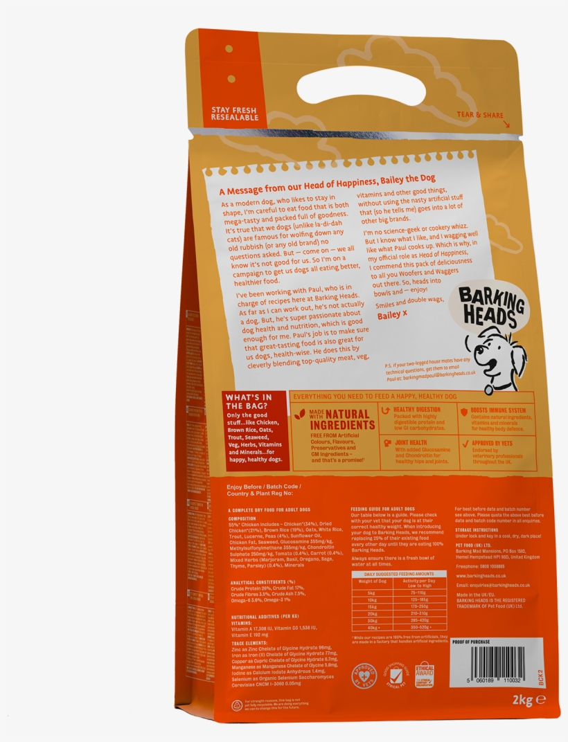 Barking Heads Bowl Lickin' Chicken Back Of Pack - Barking Heads PNG ...